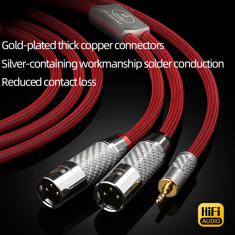 ATAUDIO HiFi 3.5mm to 2XLR Audio Cable for Phone Mixer 6N Pure Silver ...