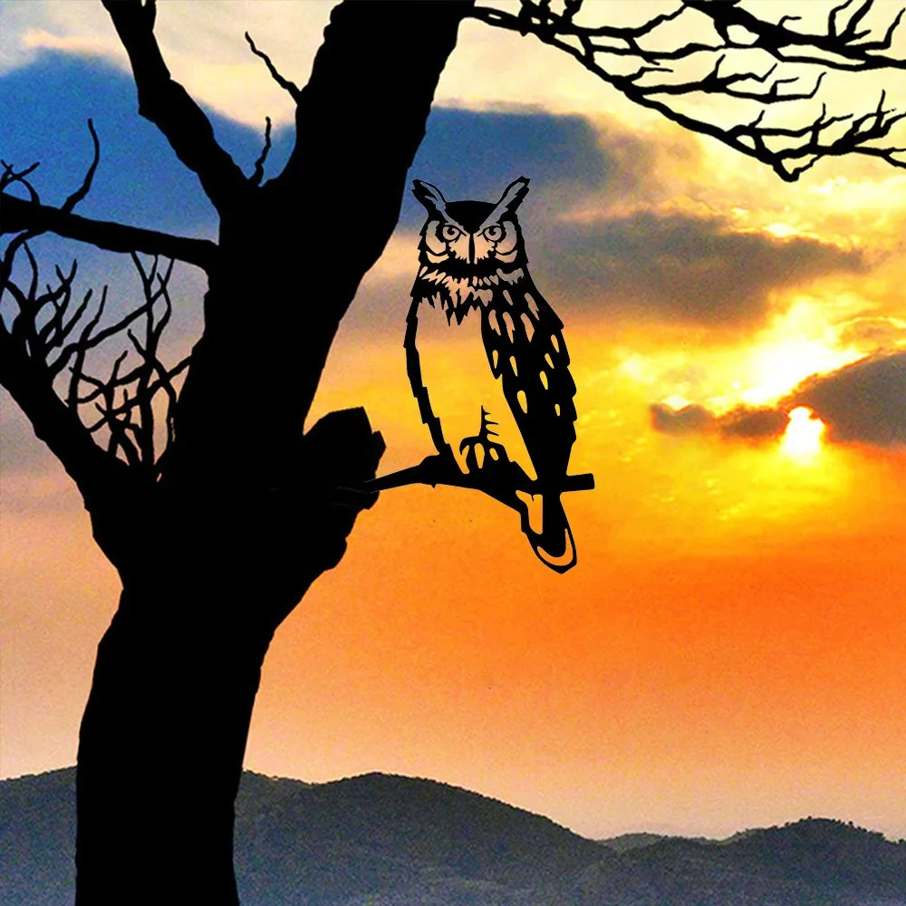 New-Metal-Bird-Tree-Yard-Decoration-Metal-Owl-Steel-Art-Garden ...