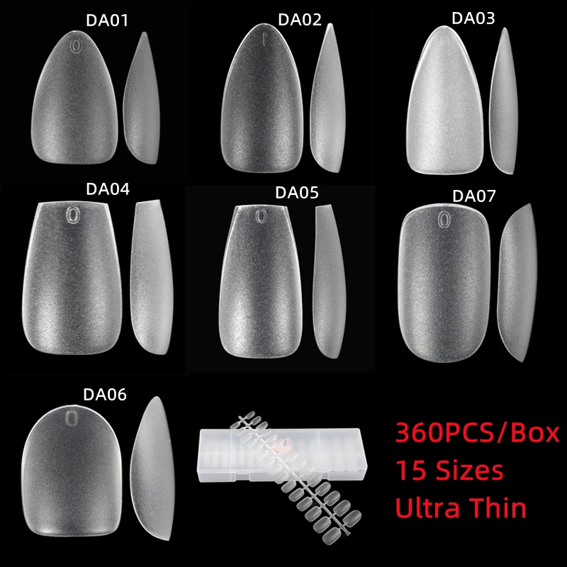 360PCS False Nails Acrylic Nail Tips Soft Gel Tips Clear Nail Full ...