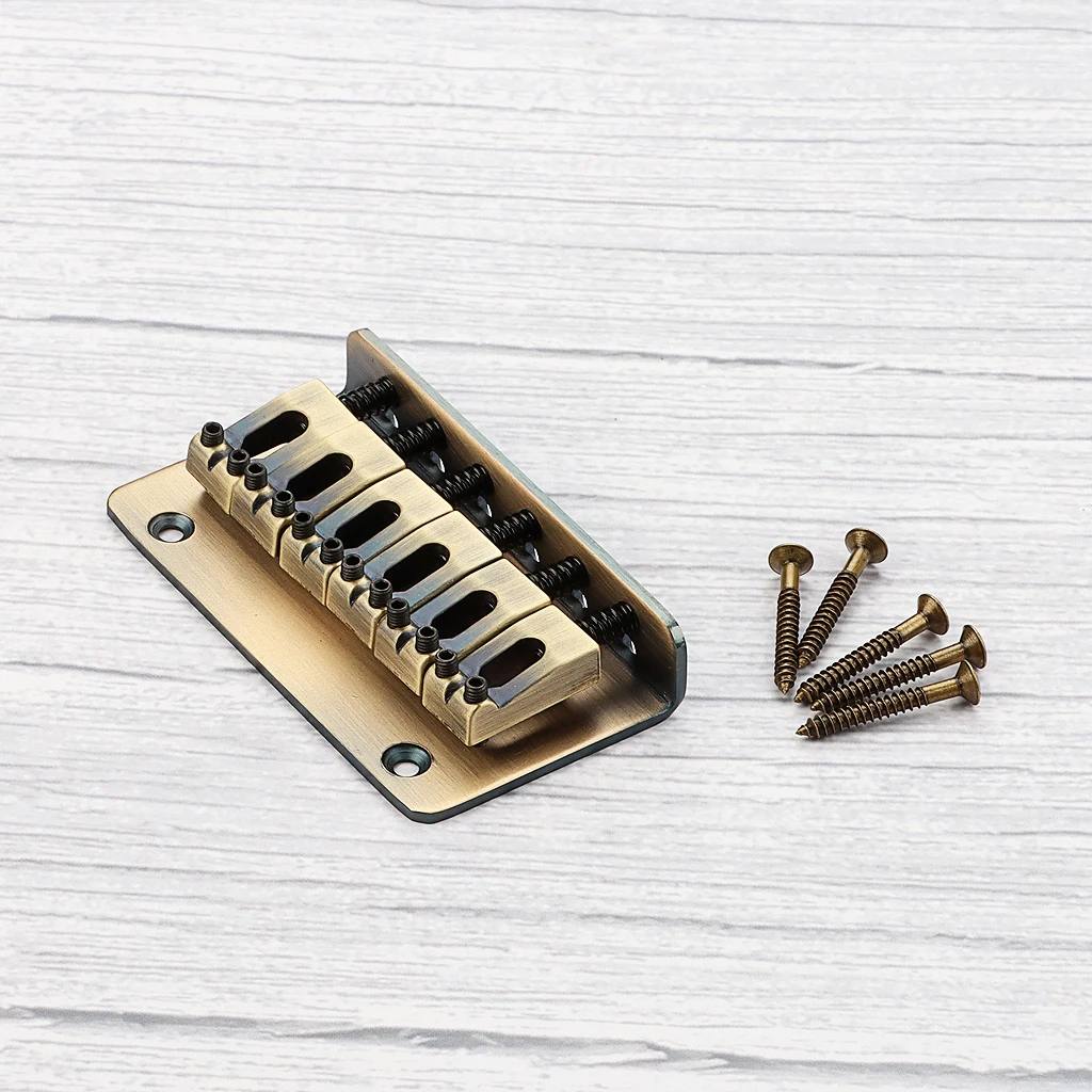 6-String Bronze Guitar Bridge Metal Fixed Hardtail Saddle Bridge Top ...