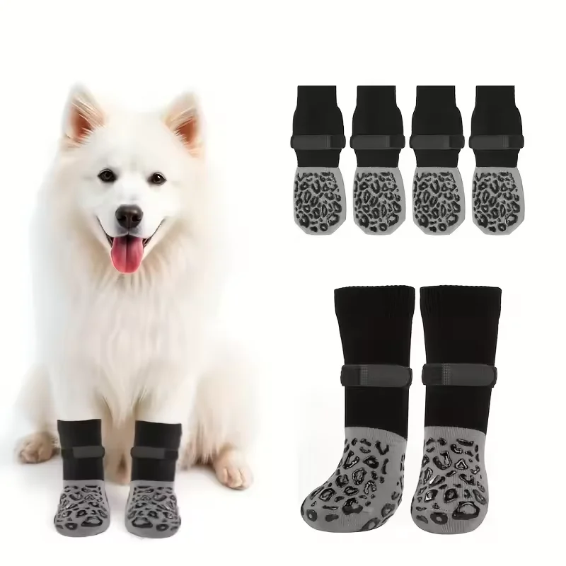 4pcs Waterproof Dog Paw Protectors Anti-Slip Boots with Traction ...
