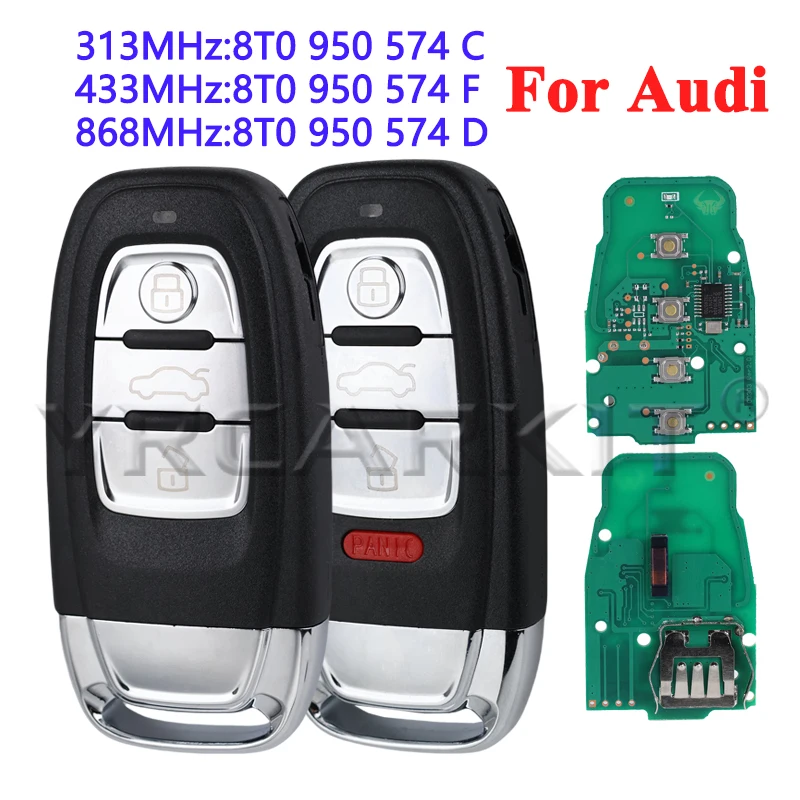 For Audi A4 A4L A5 A6 A7 A8 Q5 Half Smart Remote Key 315MHz/433MHZ ...