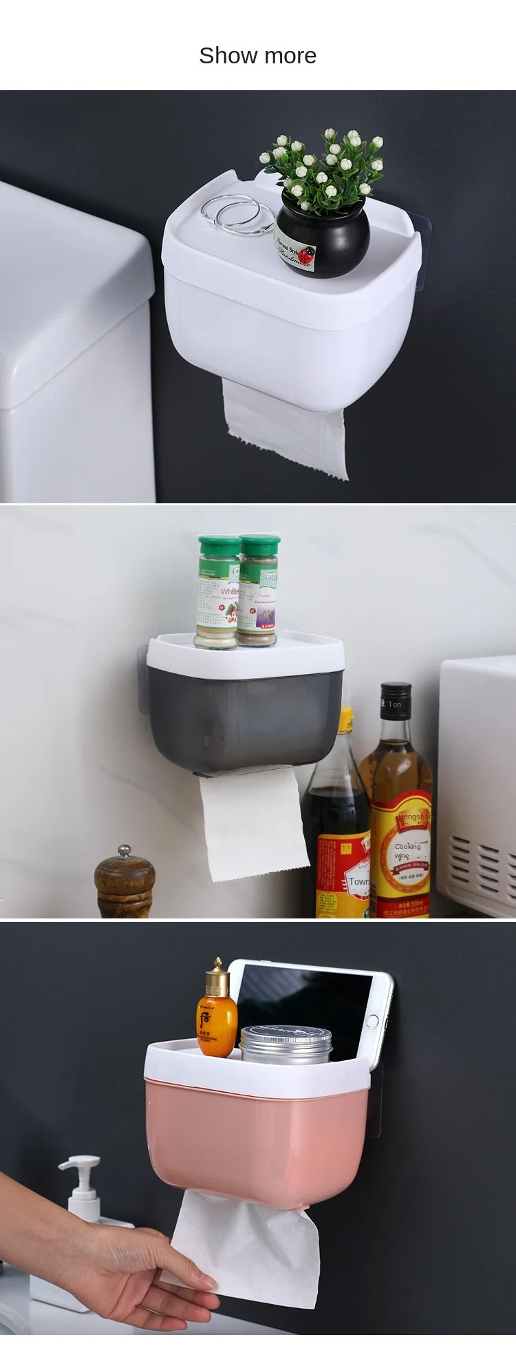 Porte Papier Toilette,Boîte de papier toilette étanche sans poinçon ...