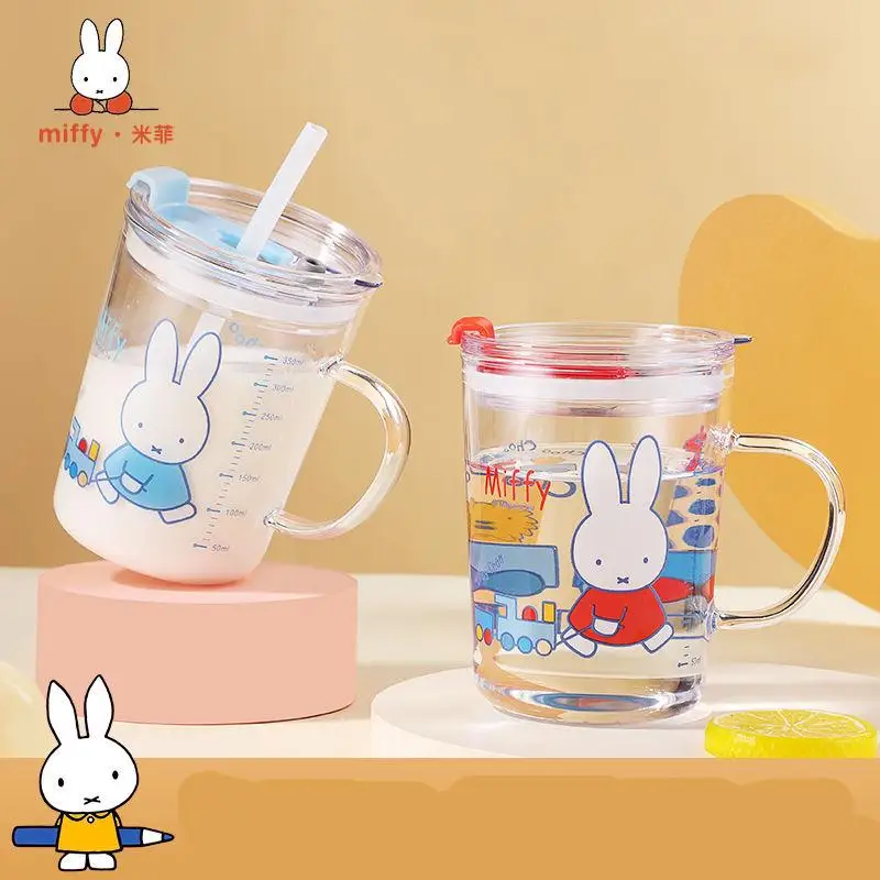 Kawaii Miffy Sippy Cup Children Cartoon Glass Cup Portable Sippy Cup ...