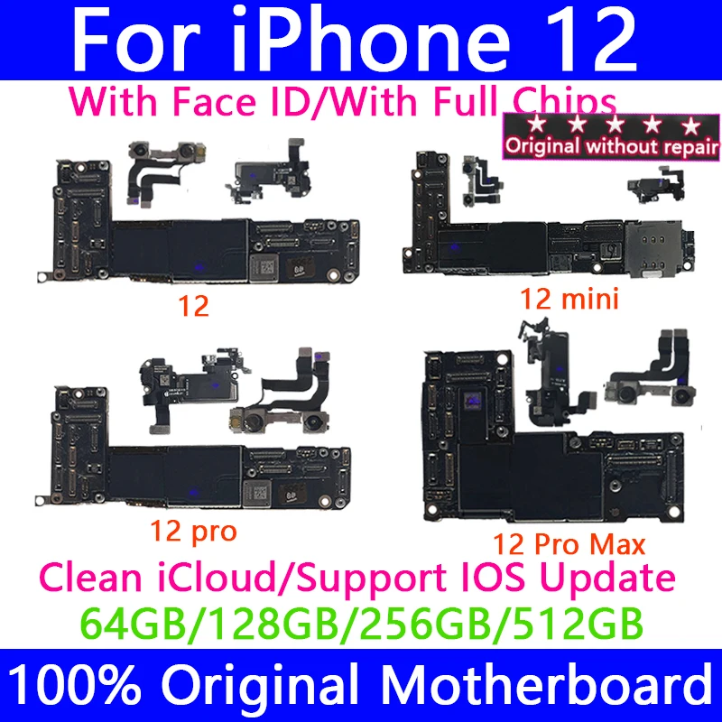 Original For iPhone 12/12Pro/12Pro Max Motherboard Face ID Unlocked ...