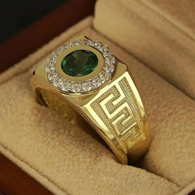 Fashion-Men-s-Classic-Gold-Color-Ring-Luxurly-Inlaid-with-Green-Stone ...