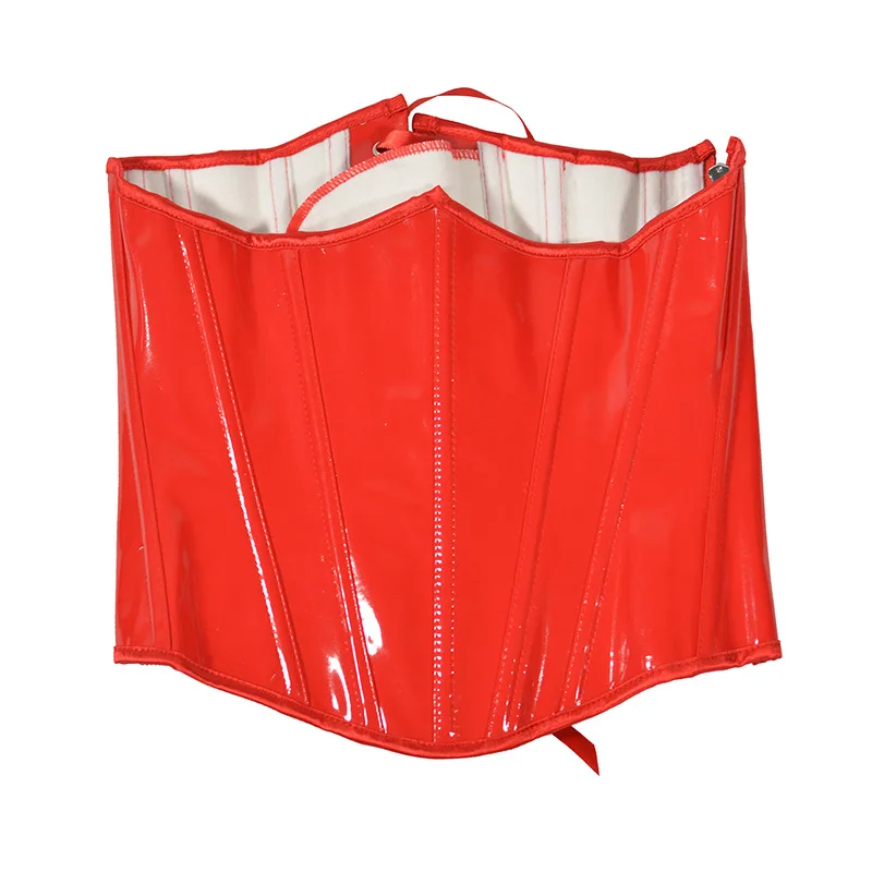 Red-PU-Leather-Underbust-Corset-Belt-Gothic-Gorset-Moldeador-De-Cintura ...