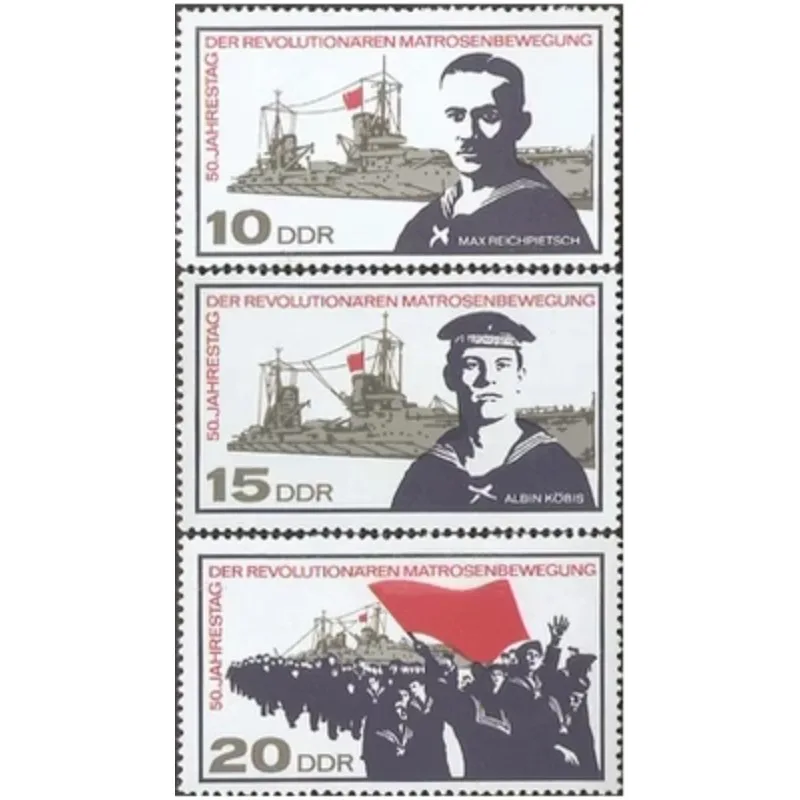 German Stamps East Germany, DDR, 1967, 50th Anniversary of The Naval ...