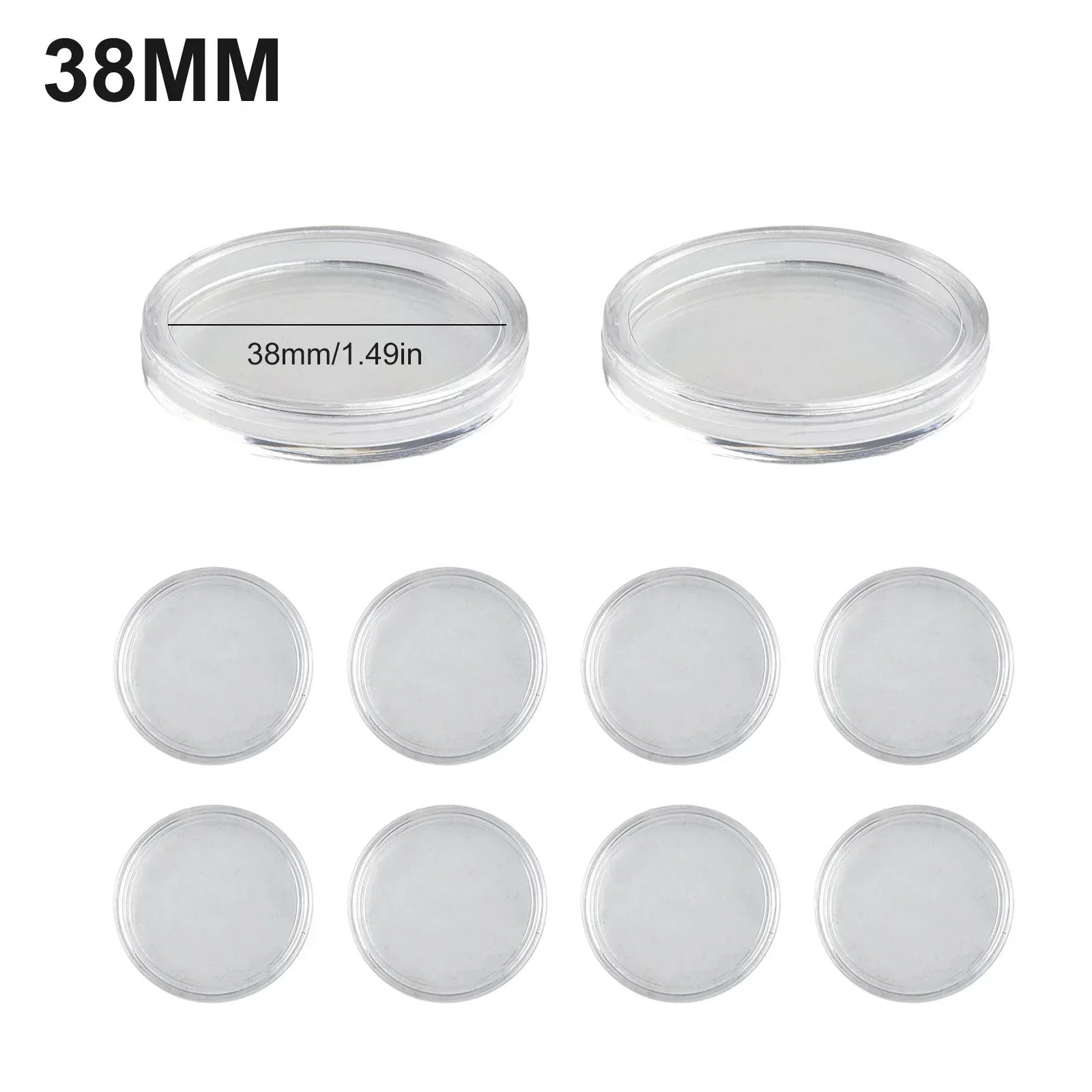 10Pcs 38/50mm Coin Capsules Case Transparent Round Coin Box Capsules ...