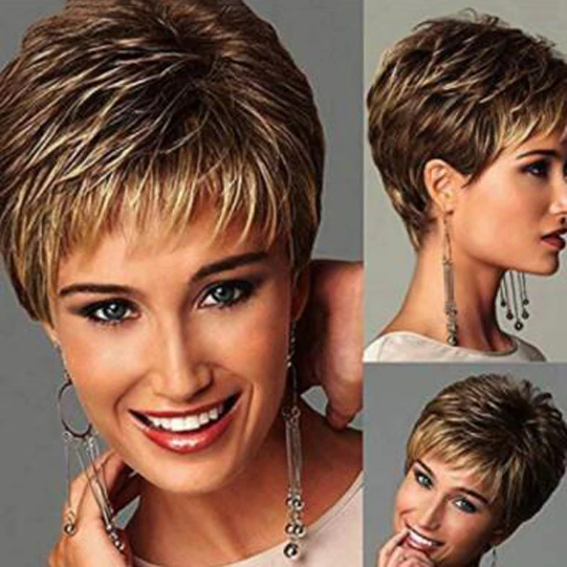 HAIRChain-Perruques-en-couches-de-cheveux-synth-tiques-courts-avec ...