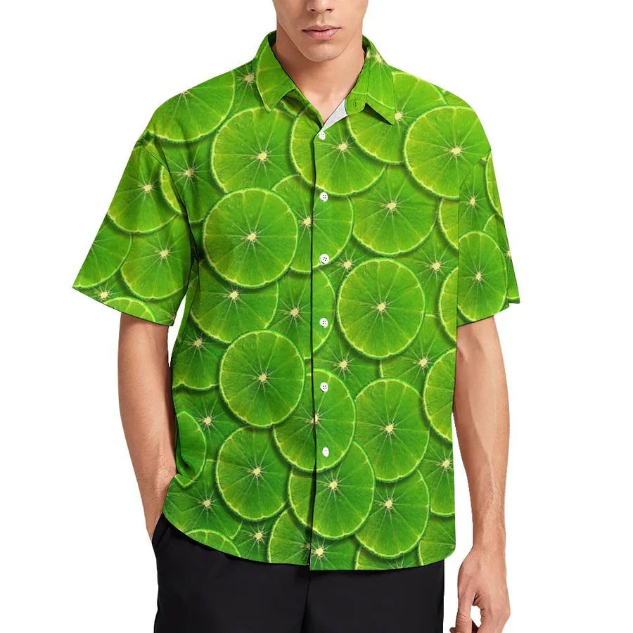 New-3D-men-s-fruit-lemon-print-casual-short-sleeved-shirt-in-large-size ...