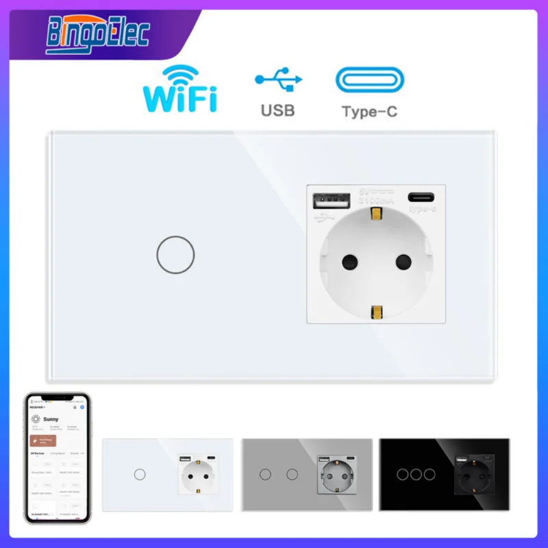 Interrupteurs-intelligents-WiFi-et-interrupteur-mural-en-verre-plus-USB ...