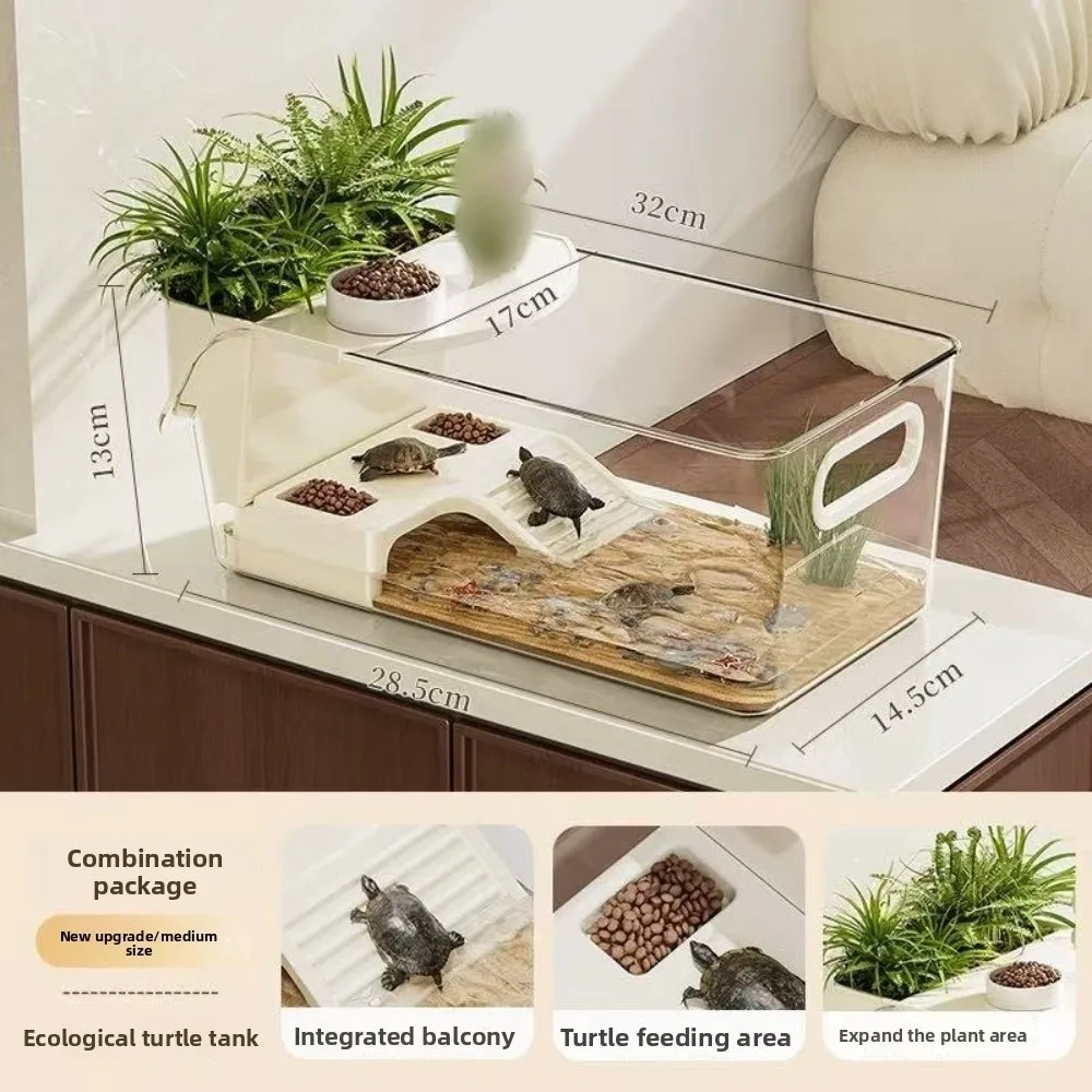 New Plastic Turtle Tank Easy Clean Transparent Turtle Habitat Large ...