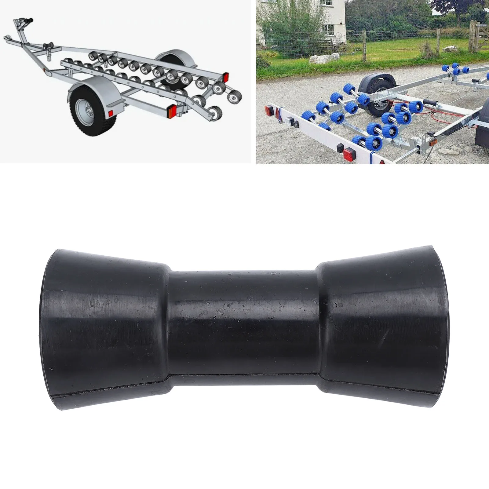 6 Inch Marine Keel Roller Heavy Duty PU Black Boat Trailer Keel Roller ...