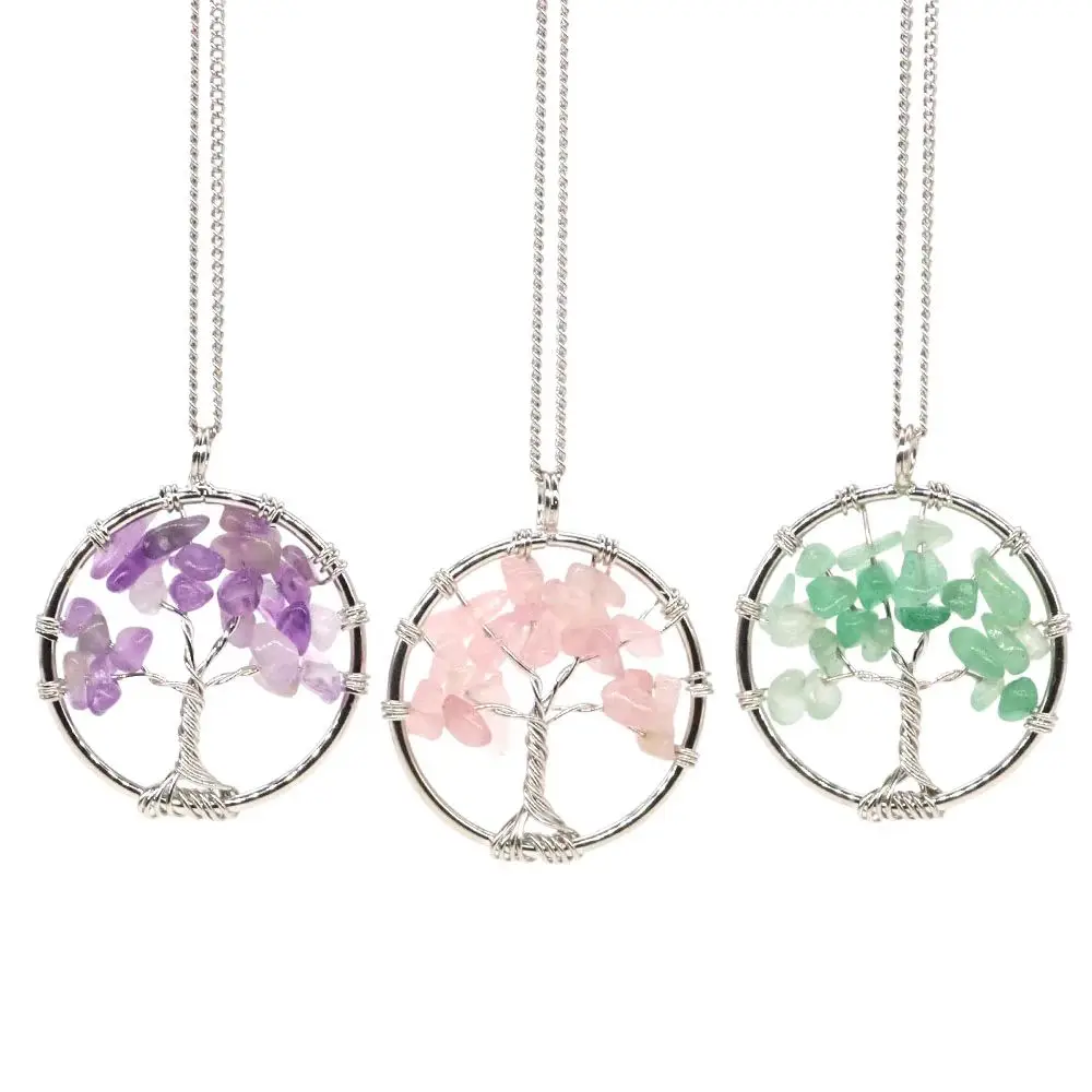 Natural-Tree-of-Life-Necklace-7-Chakra-Crystal-Stone-Pendant-Amethyst ...