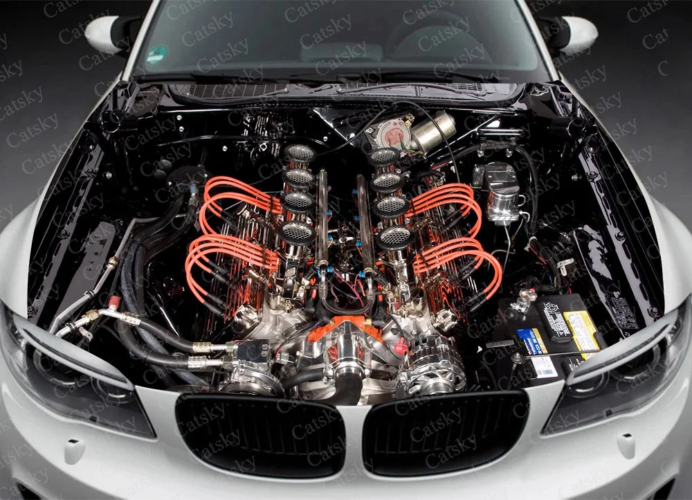 ‘OPEN EXPOSED ENGINE’- Car Bonnet Wrap Decal Full Color Graphics Vinyl ...