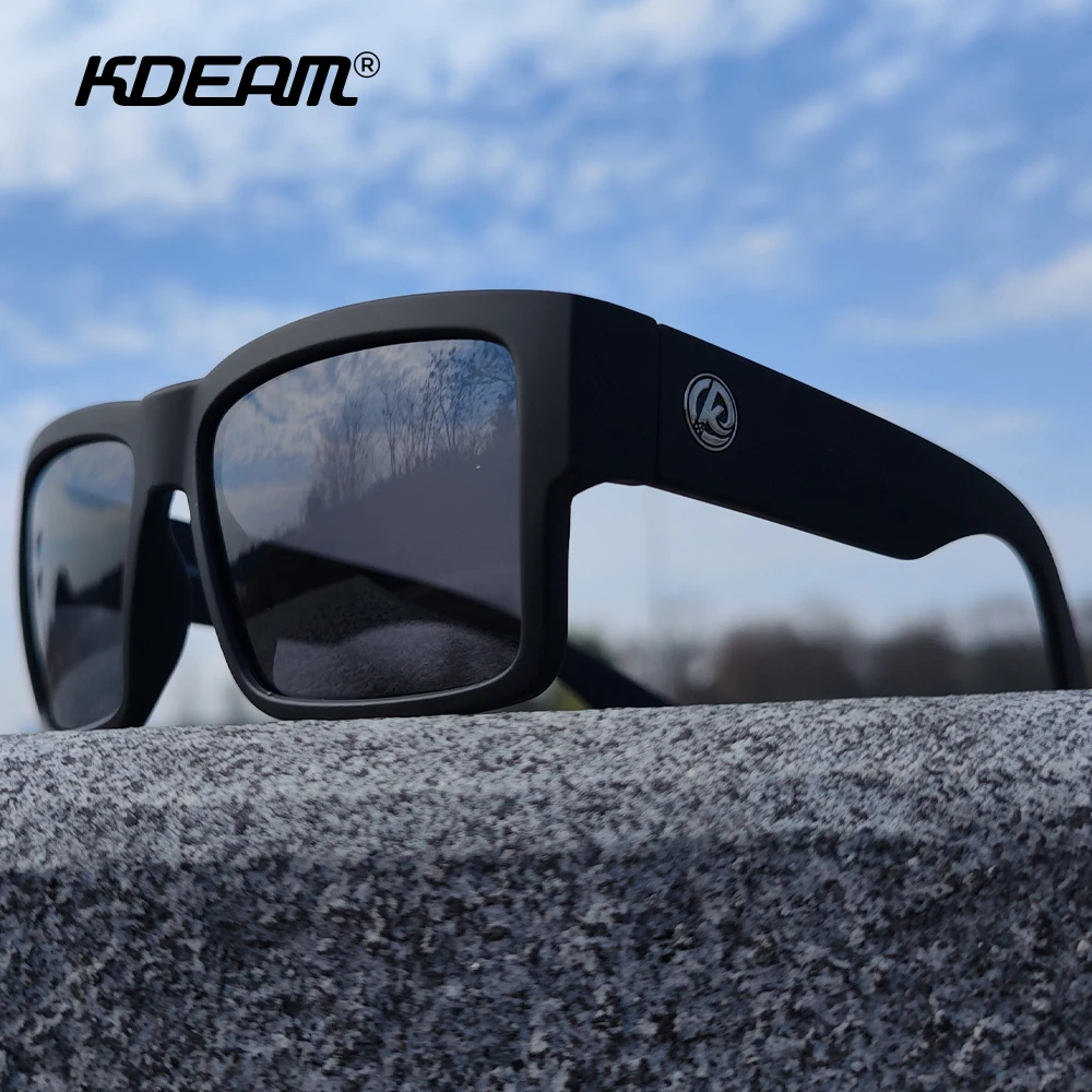 Fashion Black Luxury Men Polarized Sunglasses Brand KDEAM Designer Classic Square Eyewear ...