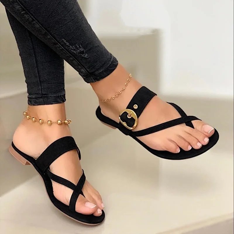 Sandalias-de-verano-con-decoraci-n-de-Metal-para-mujer-chanclas ...