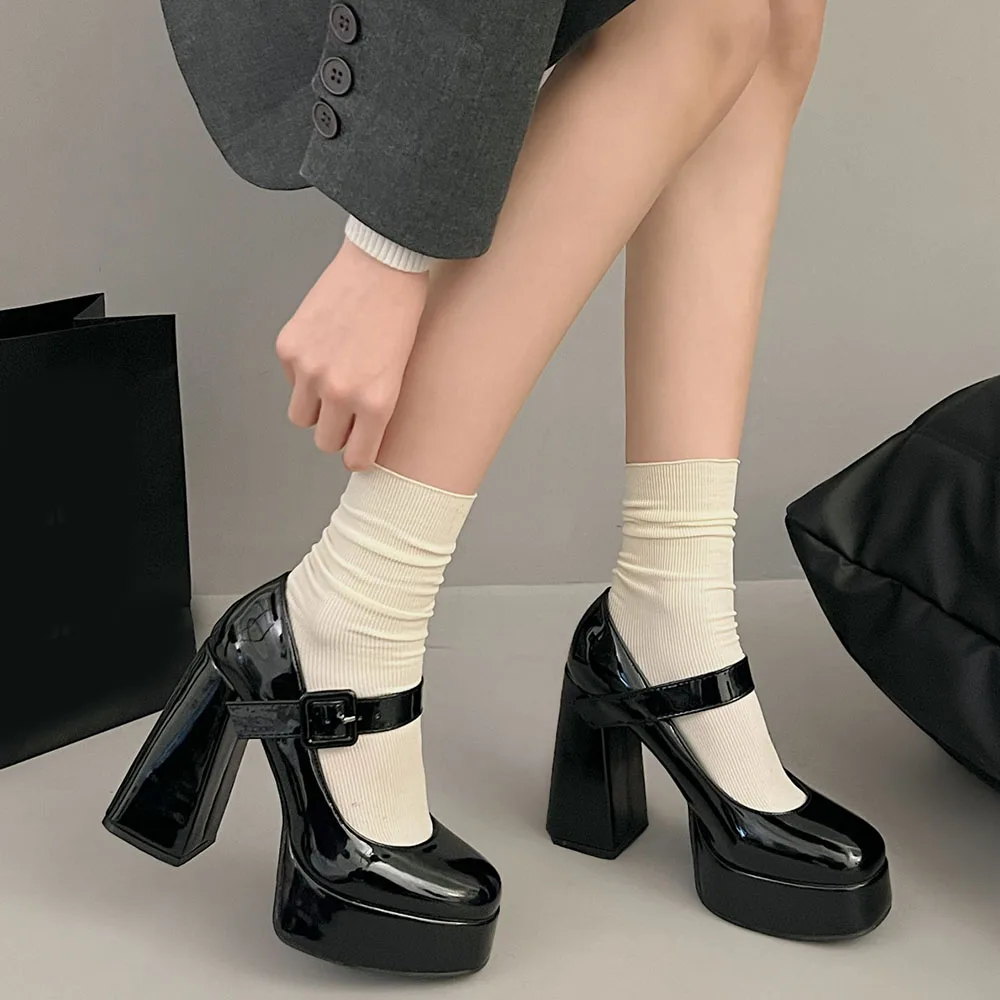 2026 Big Size 42 Women's Vintage y2k Super High Block Heels Platform ...