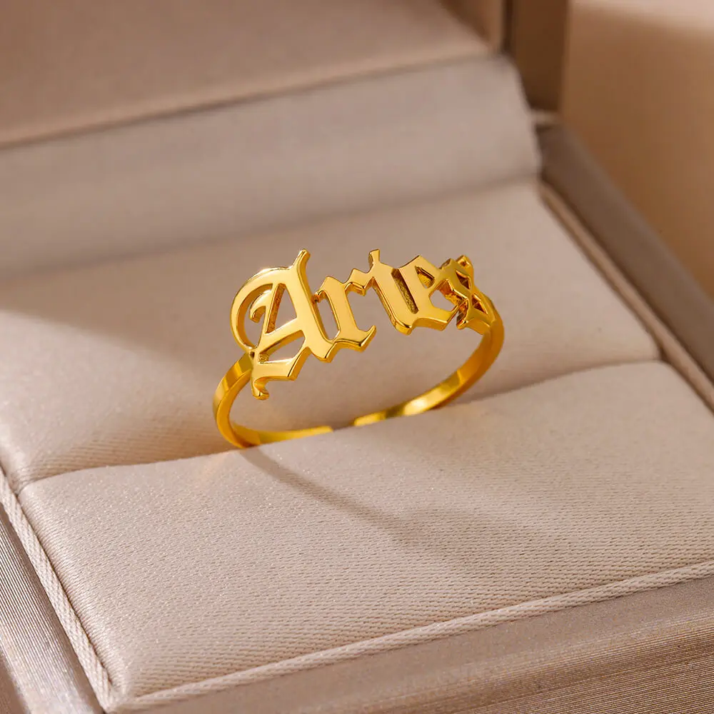 Personalized-Name-Rings-For-Women-Stainless-Steel-Old-English ...