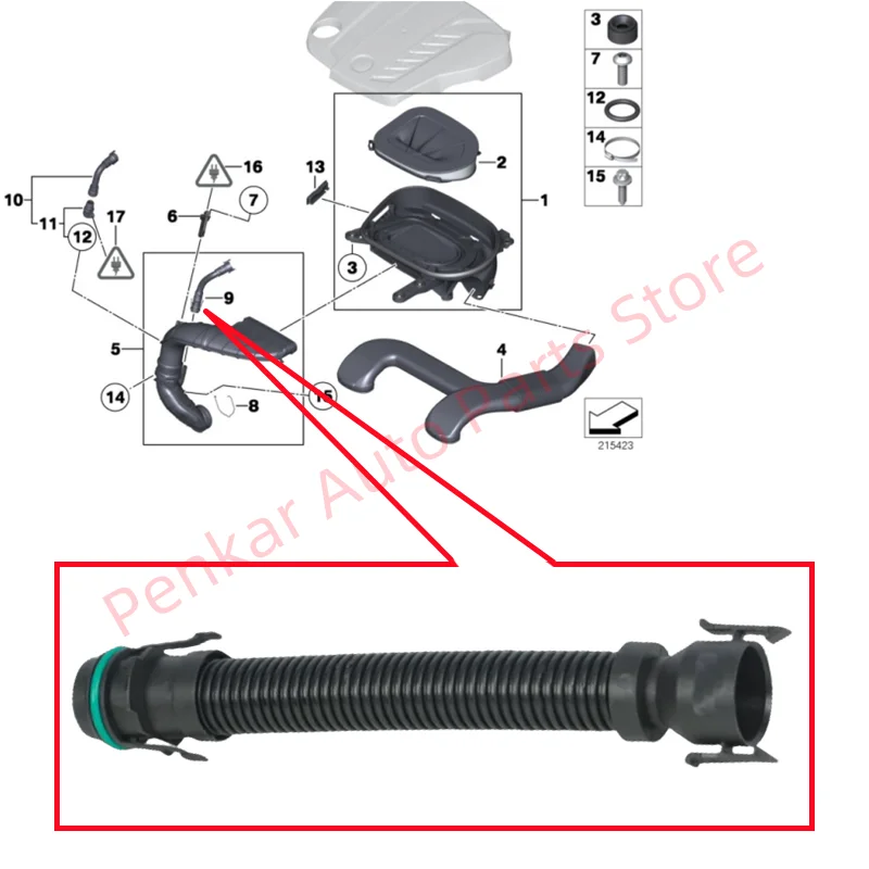 13717803842 Air Filter Intake Breather Pipe For BMW E87 E90 E92 E93 F30 ...
