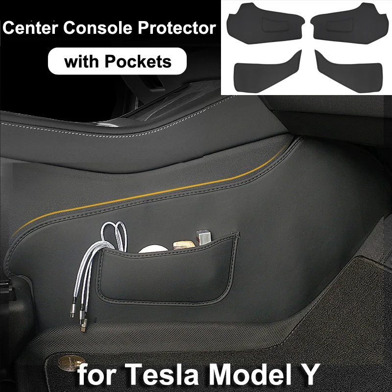 for-Tesla-Model-Y-Center-Console-Side-Anti-kick-Pad-PU-Leather ...