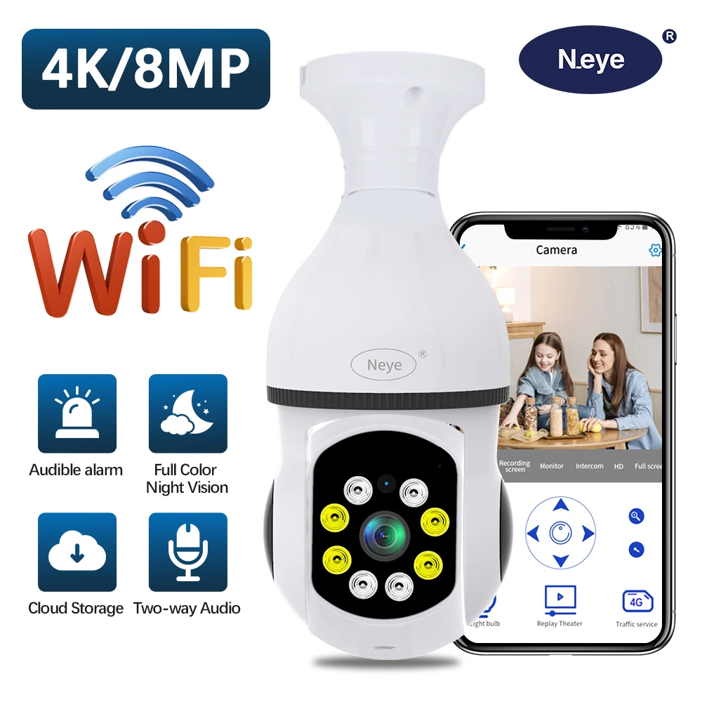 8MP-4K-Wireless-WiFi-Light-Bulb-Security-Camera-Smart-Home-Dome ...