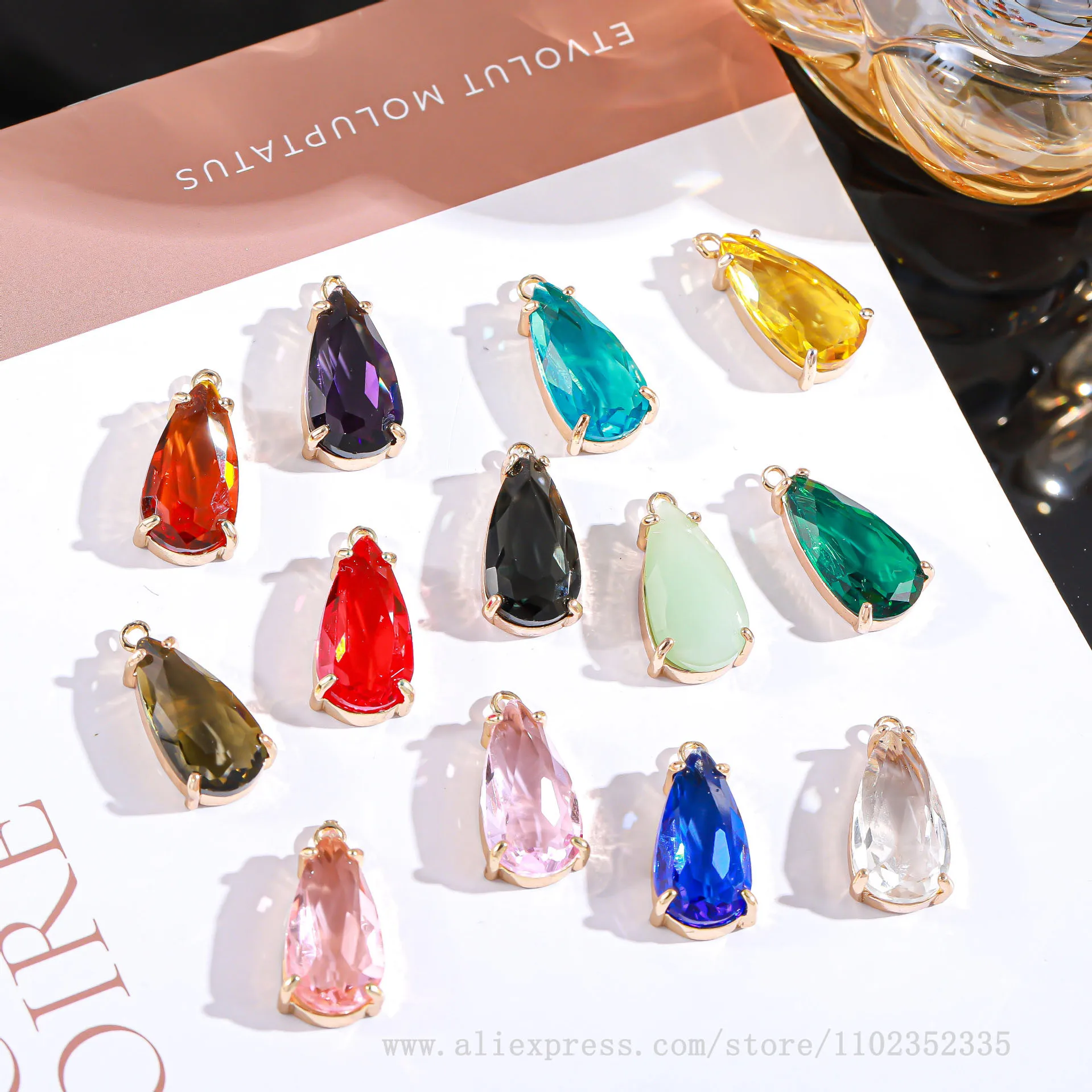 20pcs-Bag-Fashion-colored-long-water-droplet-inlaid-crystal-pendant ...