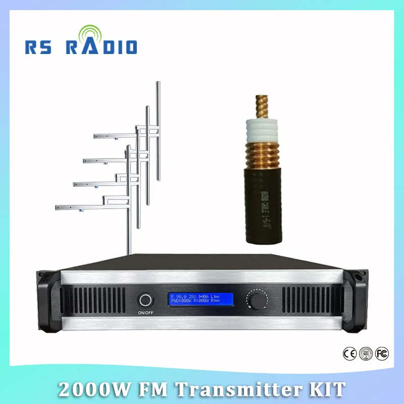 2000W-2KW-FM-Transmitter-4-bay-antenna-with-power-divider-50m-7-8 ...