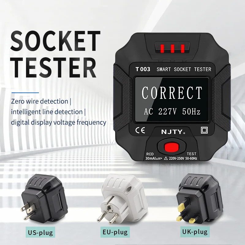 Socket-Tester-Digital-Smart-AC-Voltage-Detector-EU-Plug-30mA-RCD-Test ...