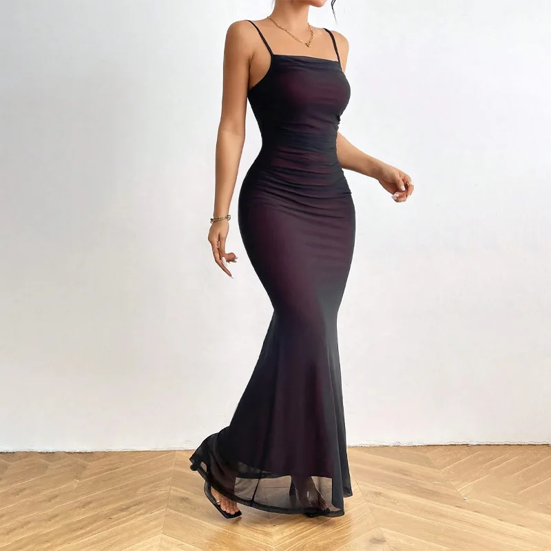 2024-Fashion-Design-New-Women-s-Dress-Long-Sleeveless-Slim-Slim-Fit ...