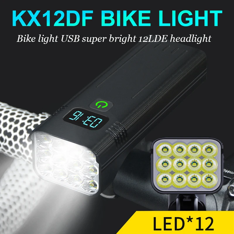 12-T6-LED-Bicycle-Light-USB-Rechargeable-10000mAh-Bike-Light-Rear ...