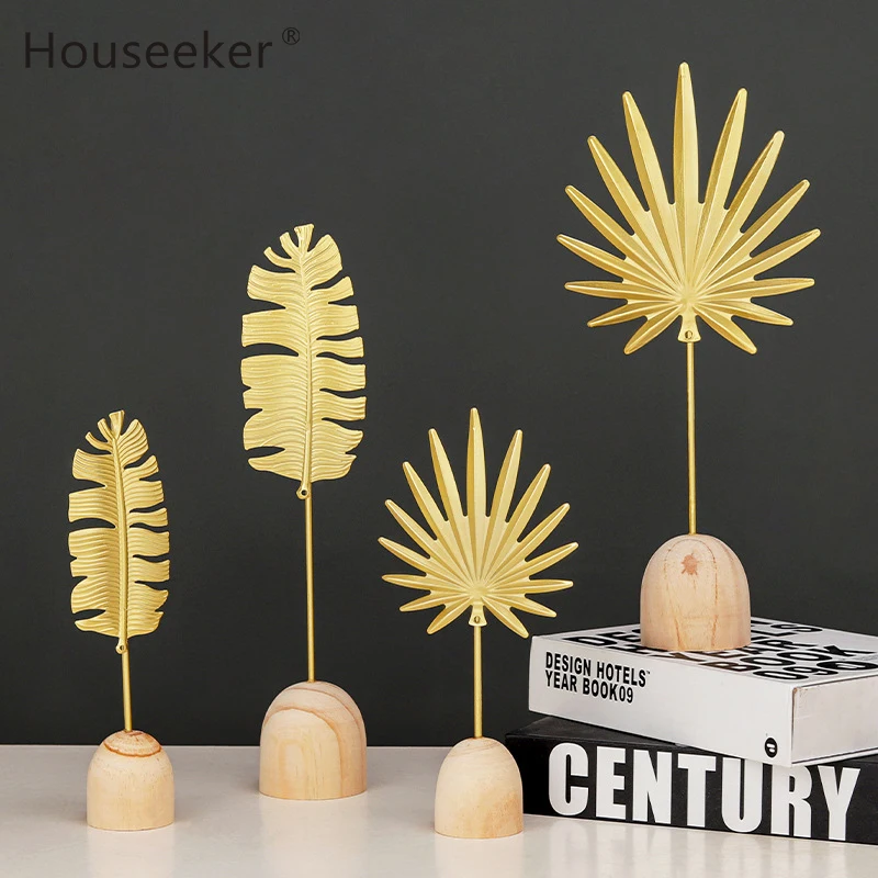 Nordic-Luxury-Iron-Art-Home-Decorations-Turtle-Leaf-Palm-Leaf-Ornaments ...