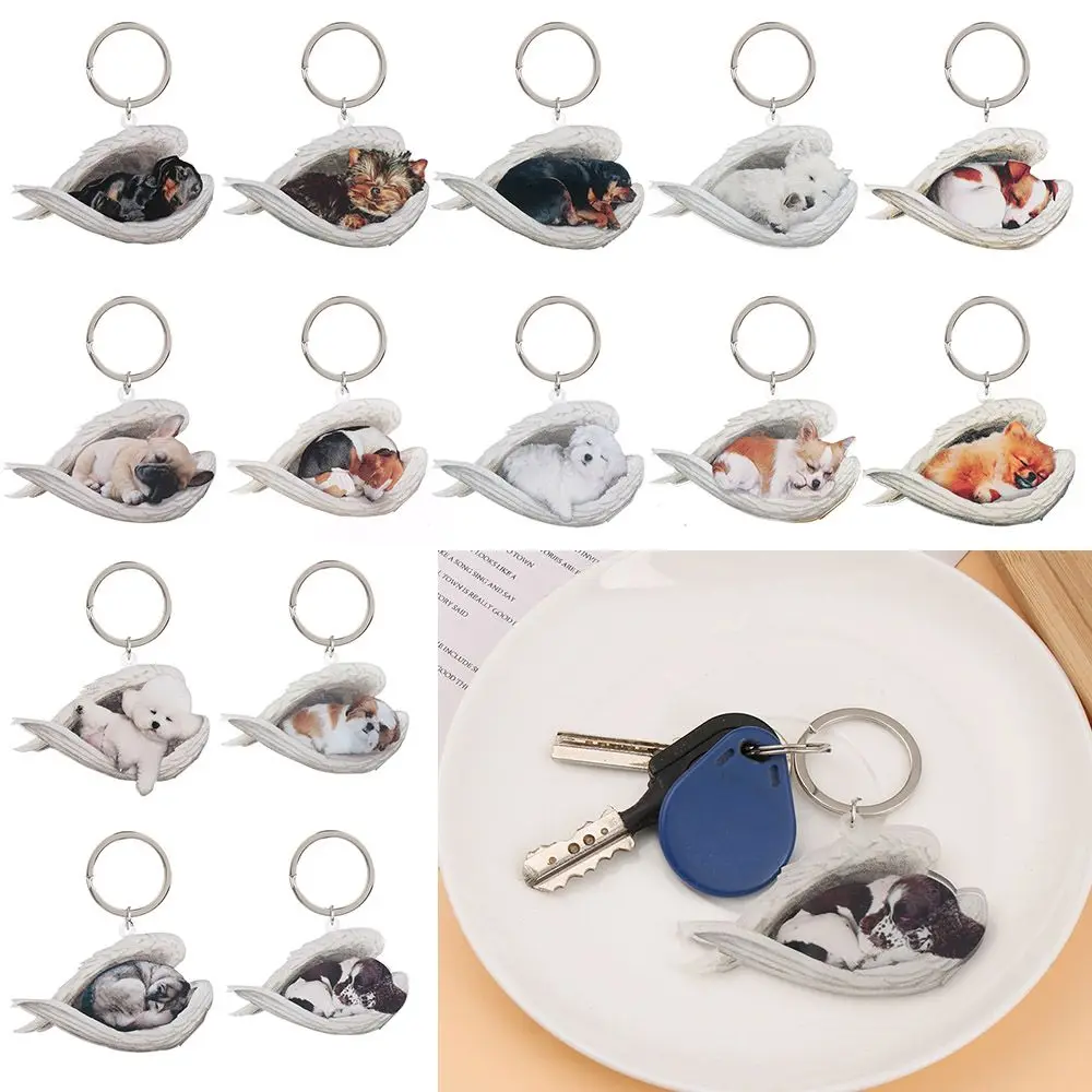 Cute-Funny-Dog-Sleeping-Angel-Acrylic-Wing-Dog-Hanging-Ornament-Cartoon ...