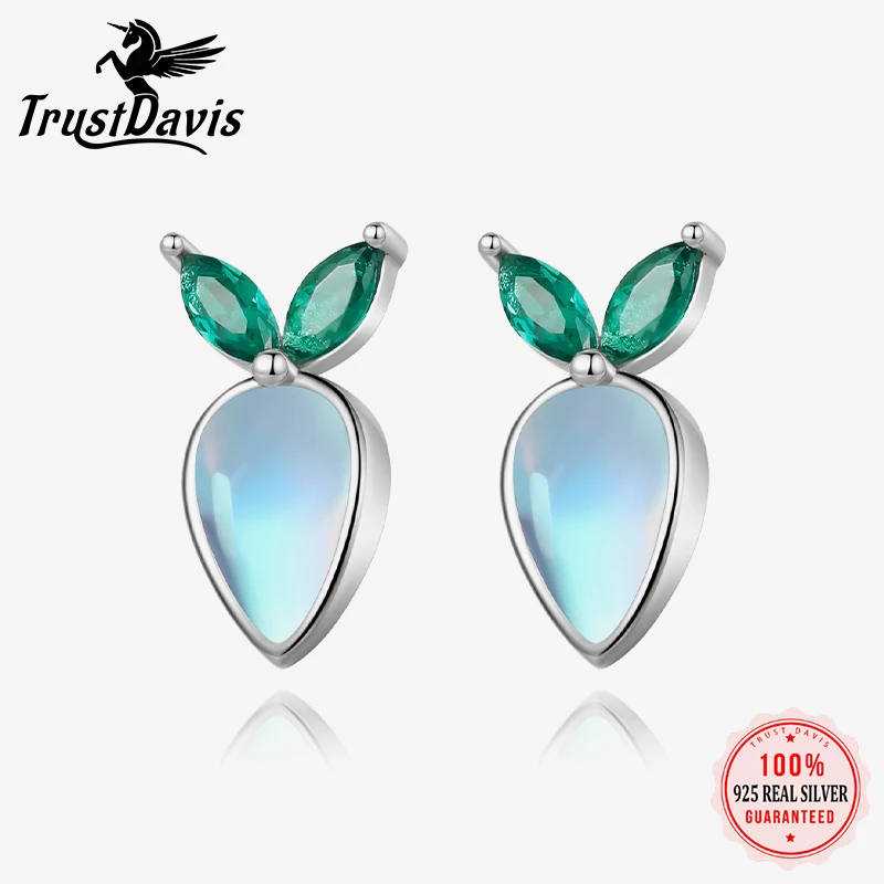 TrustDavis Real 925 Sterling Silver Fashion Moonstone Radish Firefly ...