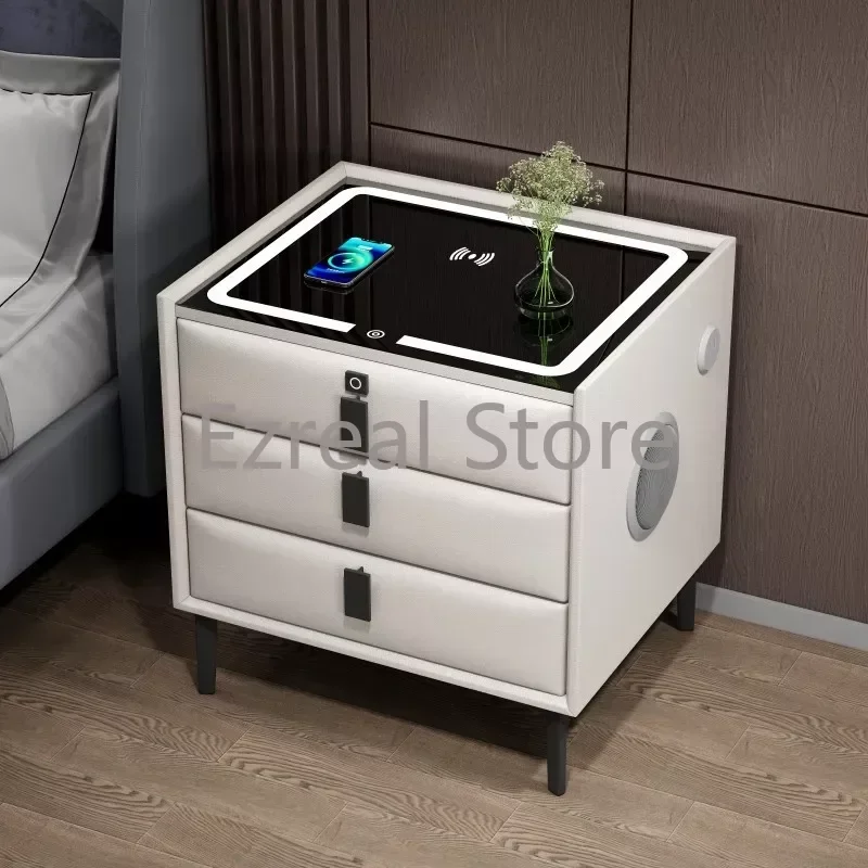 White-Smart-Nightstands-Bedroom-Drawers-Modern-Gamer-Bedside-Cabinet ...