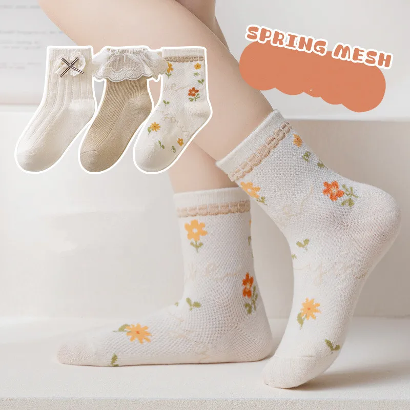 3-Pairs-lot-Children-s-Socks-Summer-Spring-New-Mesh-Flower-Soft-Socks ...