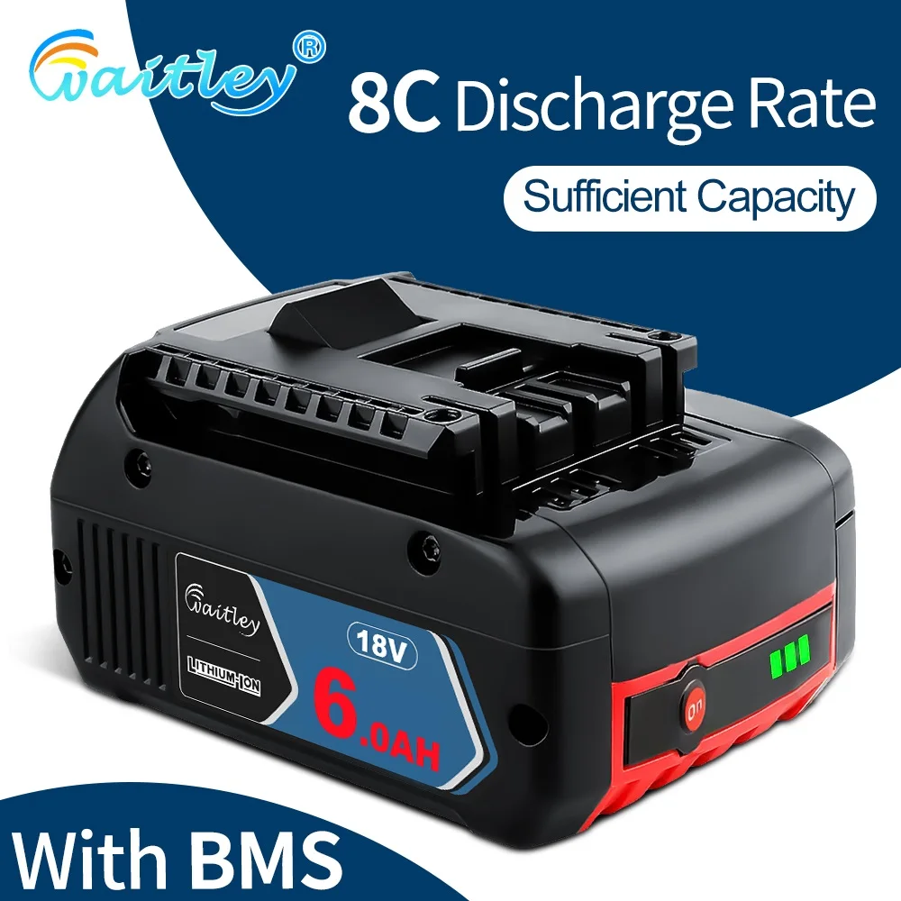 Waitley 18V 6.0Ah Rechargeable Replacement Li-ion Battery For Bosch ...