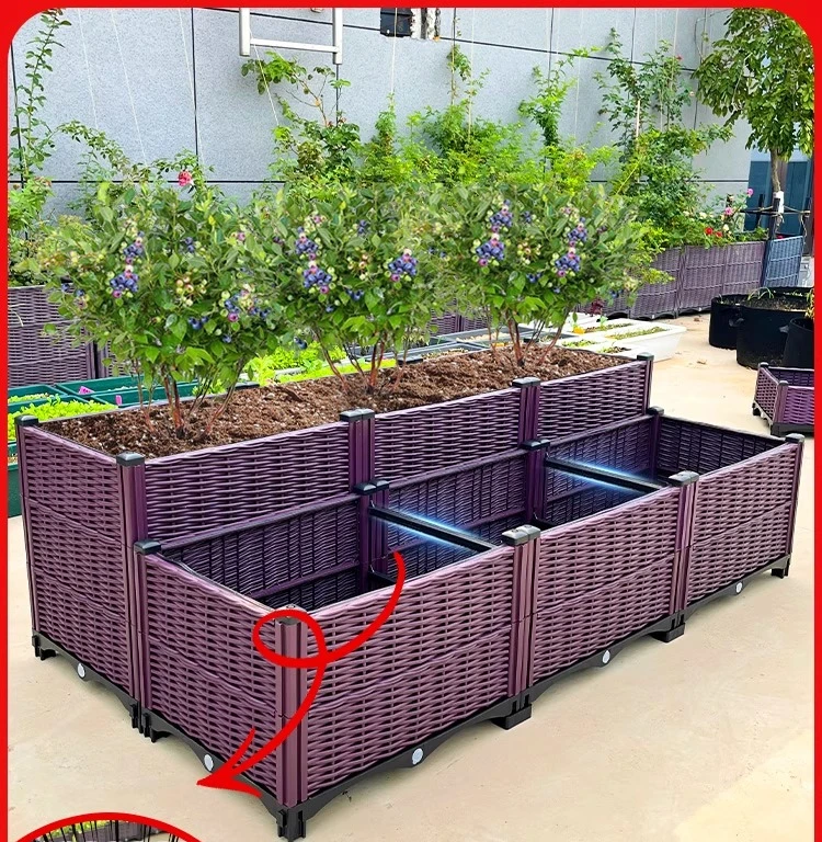Customized deep balcony planting box rectangular plastic flower pot ...