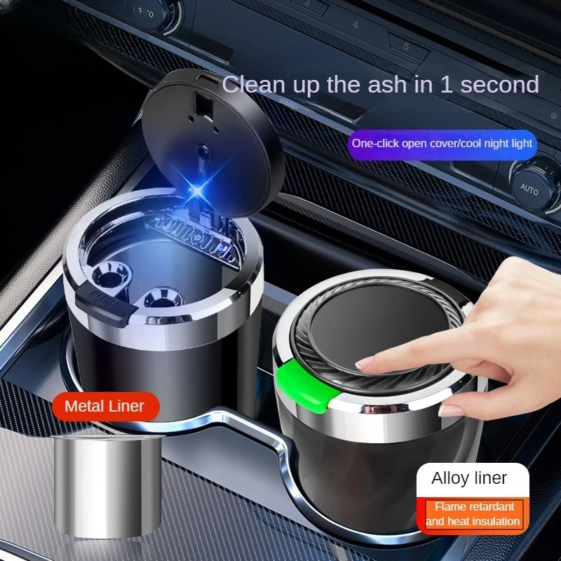Creative Car Ashtray Metal Liner One-click Opening Car Cigar Ashtray ...