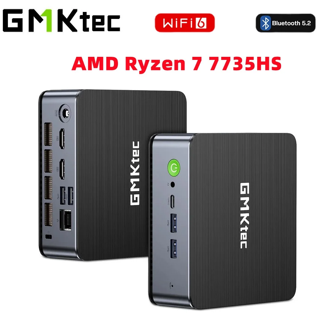 GMKtec 미니 PC, K2 AMD Ryzen 7 7735HS, 윈도우 11, DDR5 4800Mhz, PCIe4.0 ...