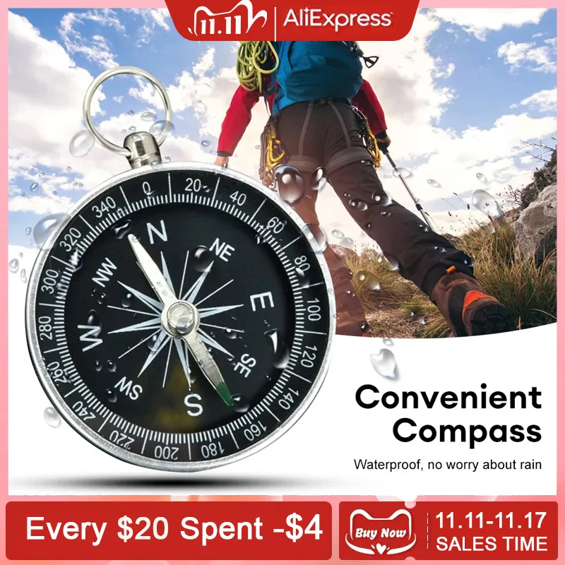 Portable-Compass-Aluminum-Lightweight-Emergency-Compass-Outdoor-Hiking ...