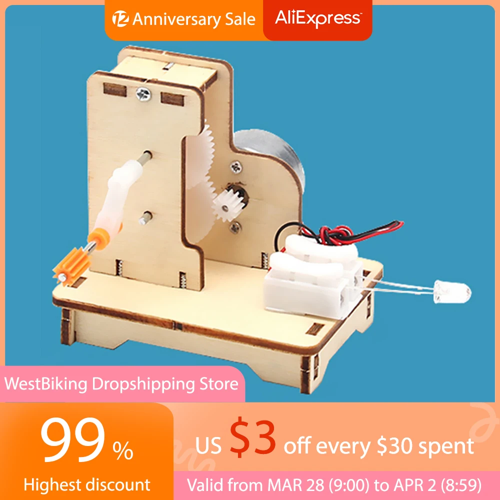 DIY Wooden Hand Cranked Generator Students Kids Physical Science Toys ...