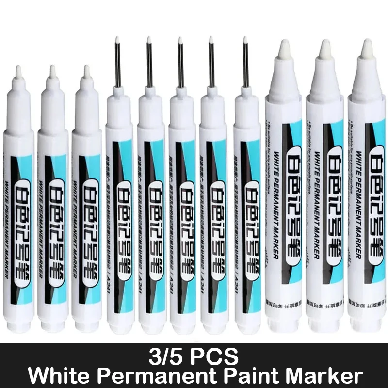 3-5-PCS-White-Marker-Pens-Oily-Waterproof-White-Graffiti-Sketching ...