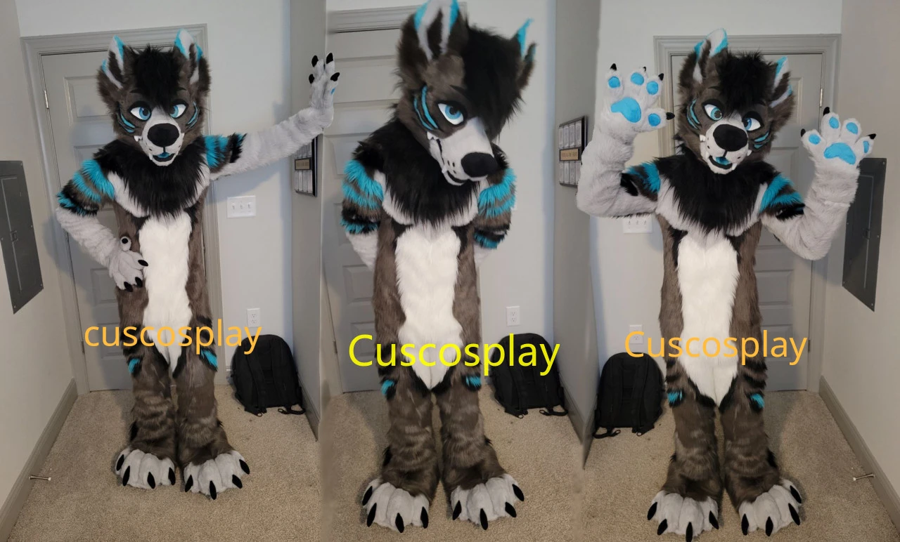 Halloween-Long-Fur-Husky-Dog-Fox-Fursuit-Furry-Mascot-Costume-Suit ...