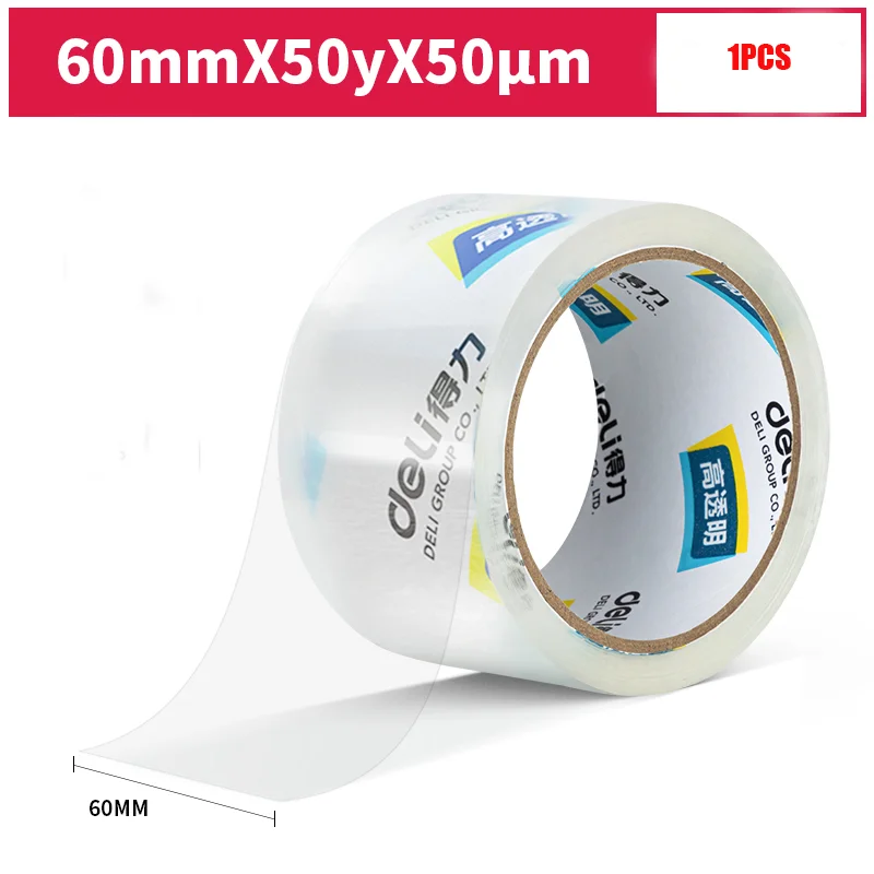 1PC-Deli-30322-60mm-50y-50um-Packing-Tape-Tape-Sealing-Tape-Transparent ...