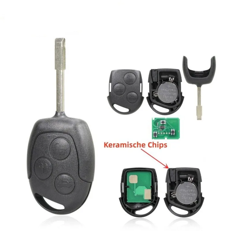433MHz Car Remote Key 3 Buttons 4D60 Chip For Ford Focus Mondeo Fiesta ...