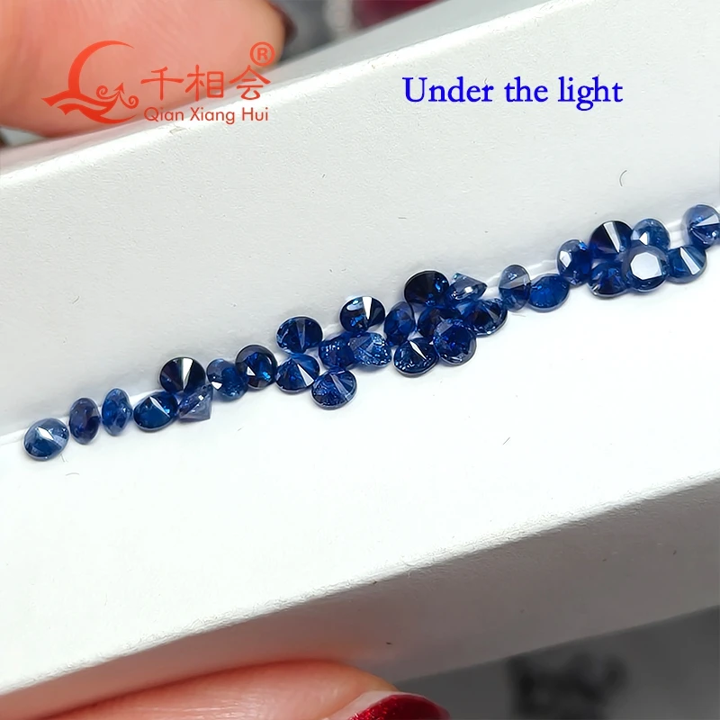 0.8mm -2.9mm melee royal blue lab created sapphire round shape diamond ...
