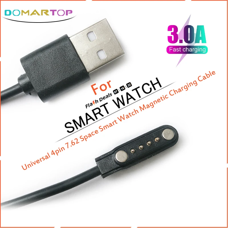 Universal Smart Watch Magnetic Charging Cable 4pin 7.62 Space USB 2.0 Male to 4 Pin Magnetic ...