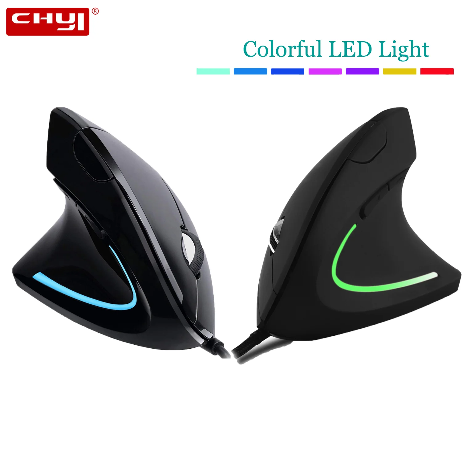 Rato Ergonômico Vertical USB Wired Right/Left Hand Mouse com Luz LED ...
